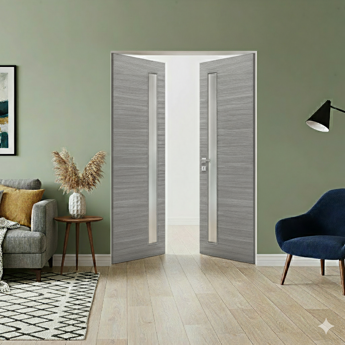 Braga 1-Lite V Olmo Matrix CPL Frameless Modern Double Door