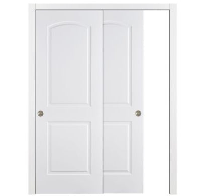 Nova 2 Panel Arch Soft White Laminated Modern Bypass Door